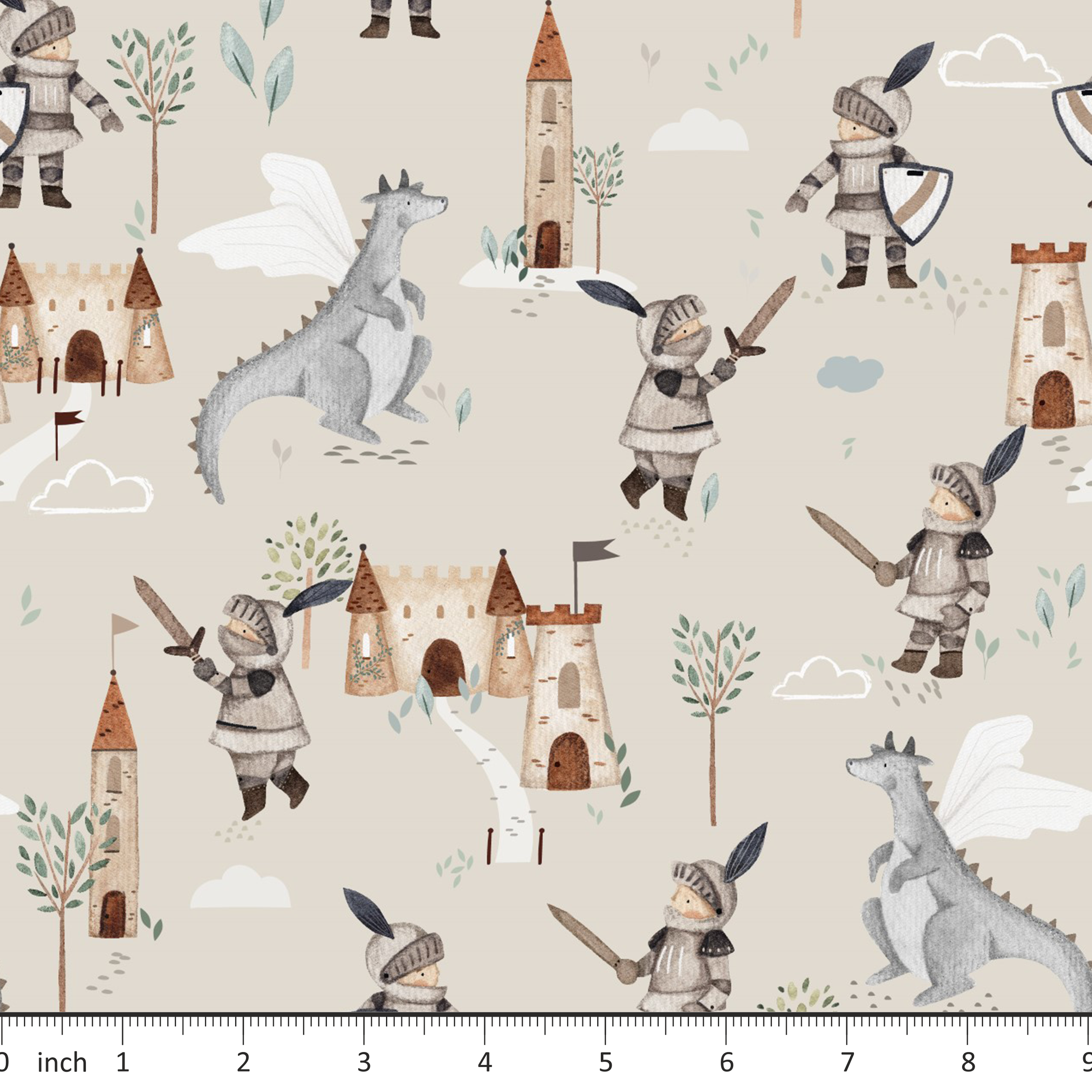 Lumelo and Ginger - Wallace - on Ecru - Dragons - Printed by Family Fa ...